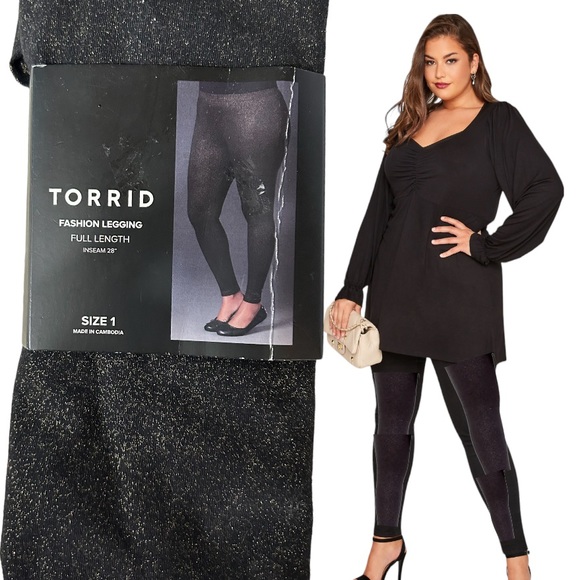 torrid | Pants & Jumpsuits | Torrid Leggings Black And Gold Sparkle ...